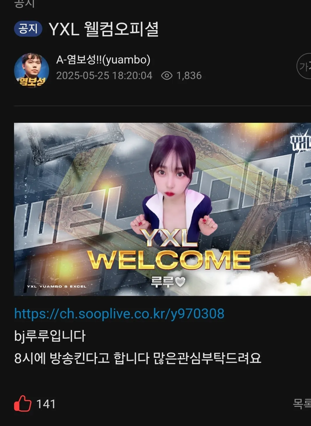 YXL / YB - YXL신입 루루 오피셜! ㅇㅇ